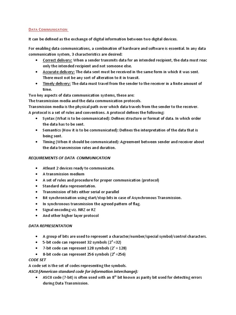ATA Ommunication: Requirements of Data Communication | PDF | Ascii | Bit