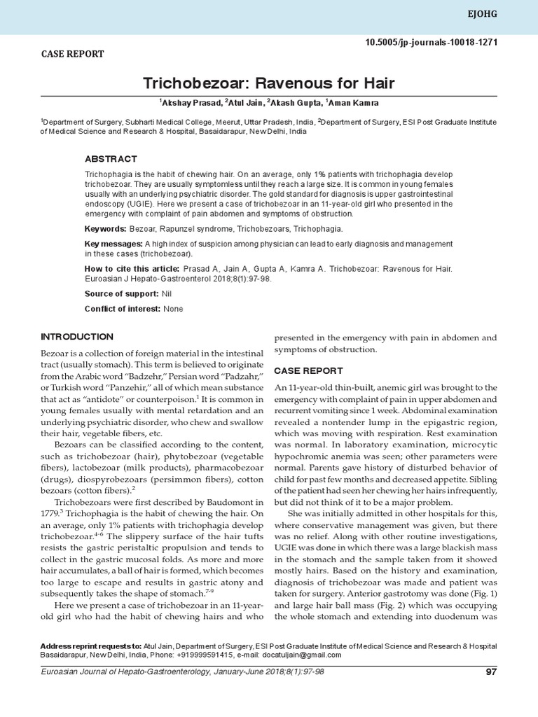 Trichobezoar Ravenous For Hair-Unlocked | PDF | Science & Mathematics