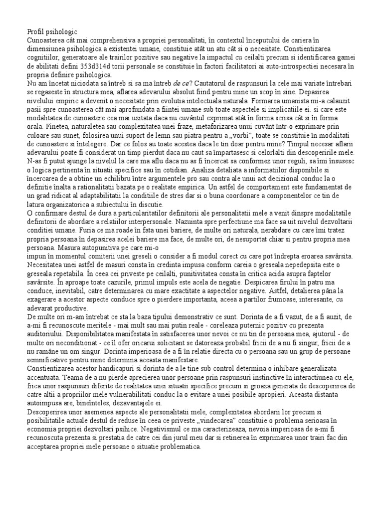 Profil Psihologic | PDF