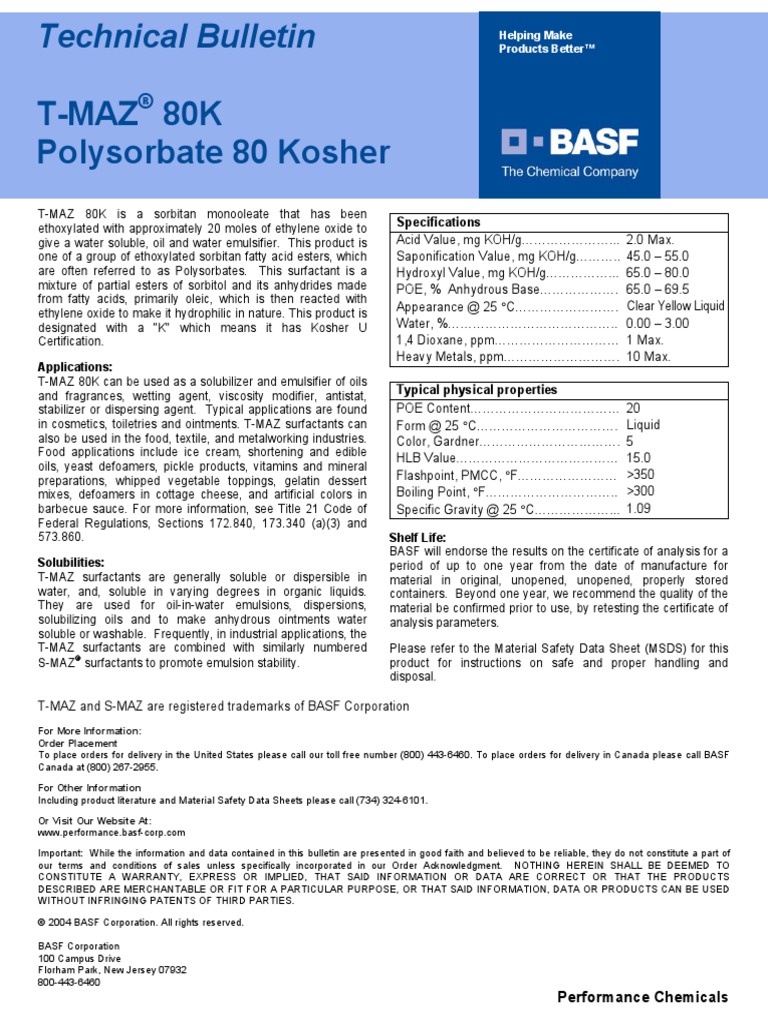 T Maz 80 K Tech Data Sheet | PDF