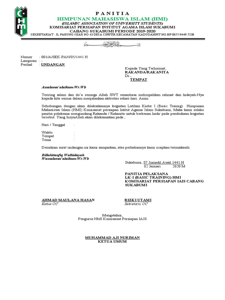 Contoh Surat LK 1 | PDF