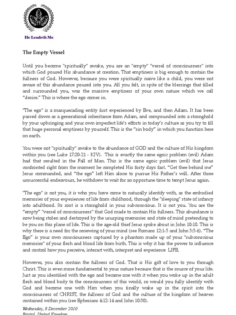 The Empty Vessel | PDF | Adam | Id