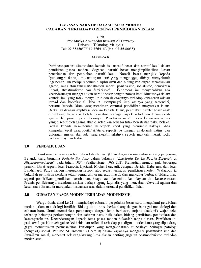 Cabaran Pasca Modernisme | PDF