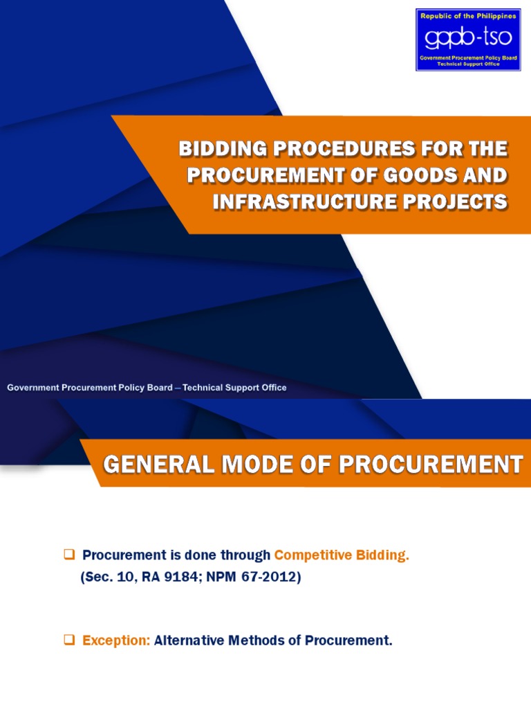 03 Bidding Procedure For Goods and Infra. GM052019 | PDF