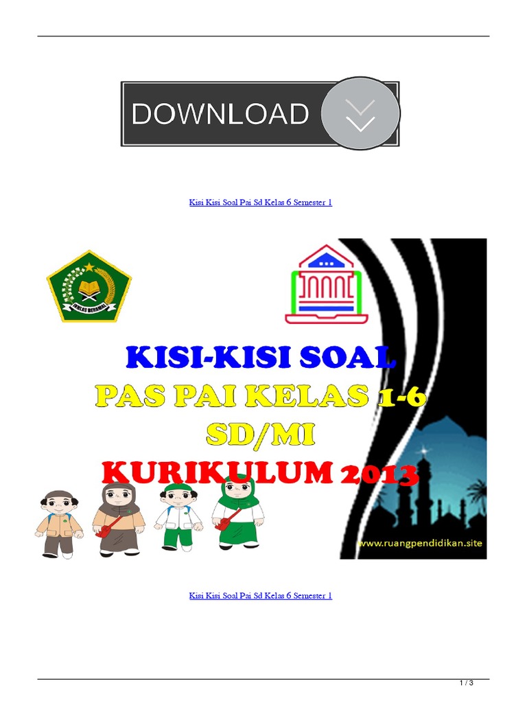 Kisi Kisi Soal Pai SD Kelas 6 Semester 1 PDF | PDF | Karier & Perkembangan | Olahraga & Rekreasi