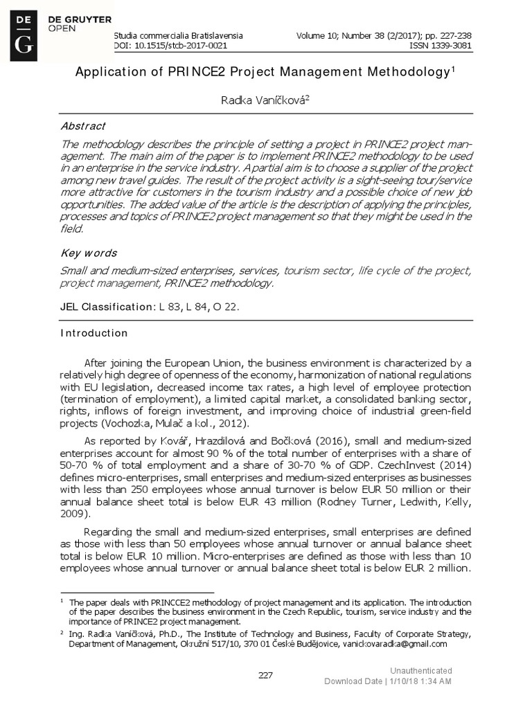 Application of PRINCE2 Project Management Methodol | PDF | Business