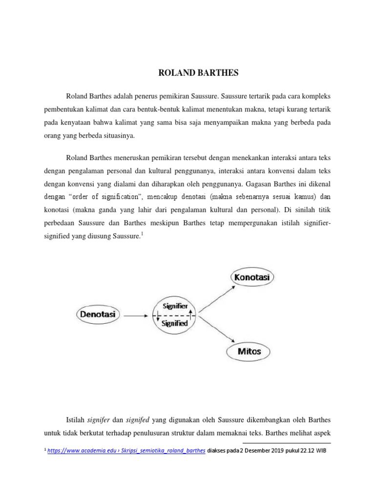 Semiotika Roland Barthes | PDF | Seni & Disiplin Bahasa