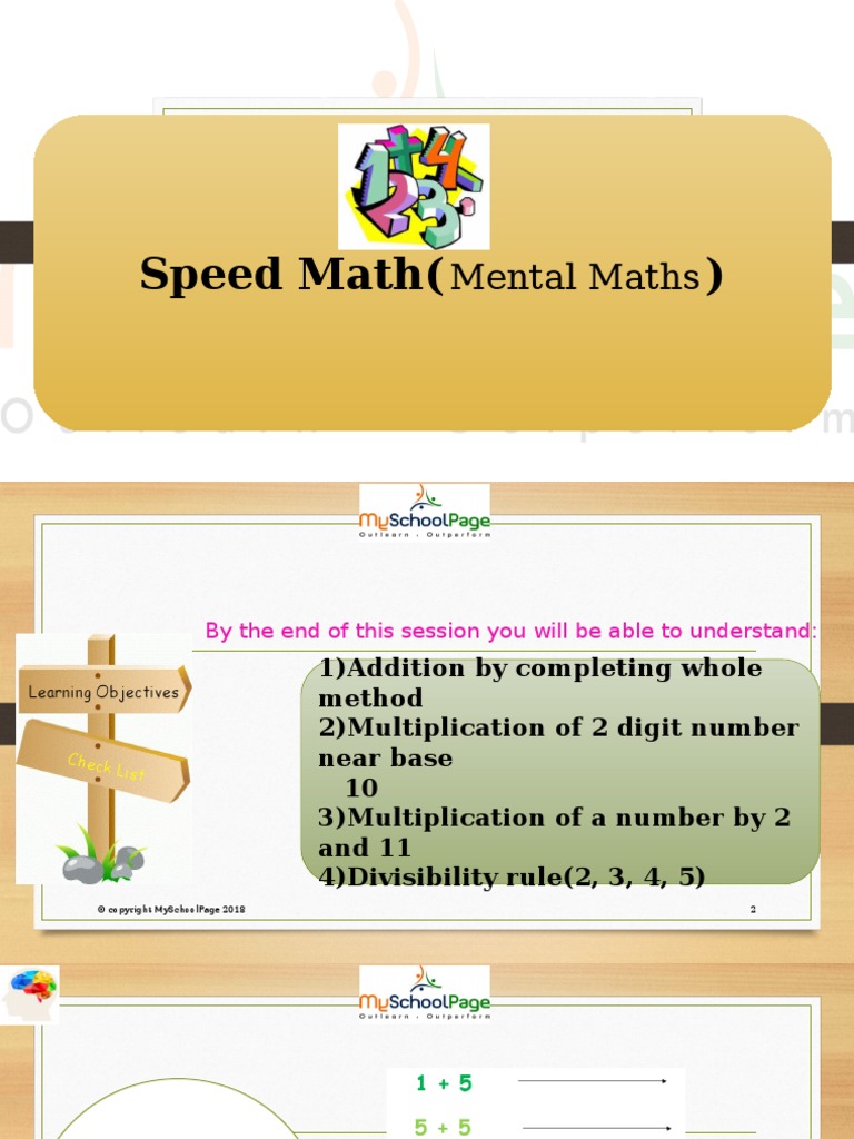 Mental MathSpeed Math | PDF | Teaching Methods & Materials