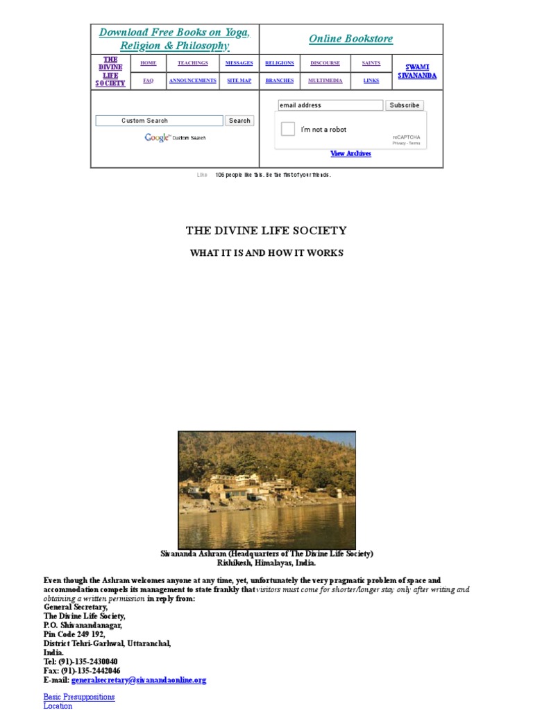 The Divine Life Society - What It Is and How It Works PDF | PDF