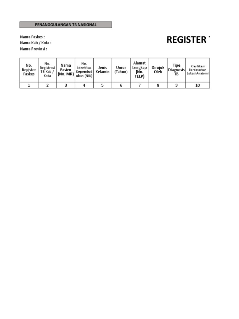Tabel Register TB | PDF