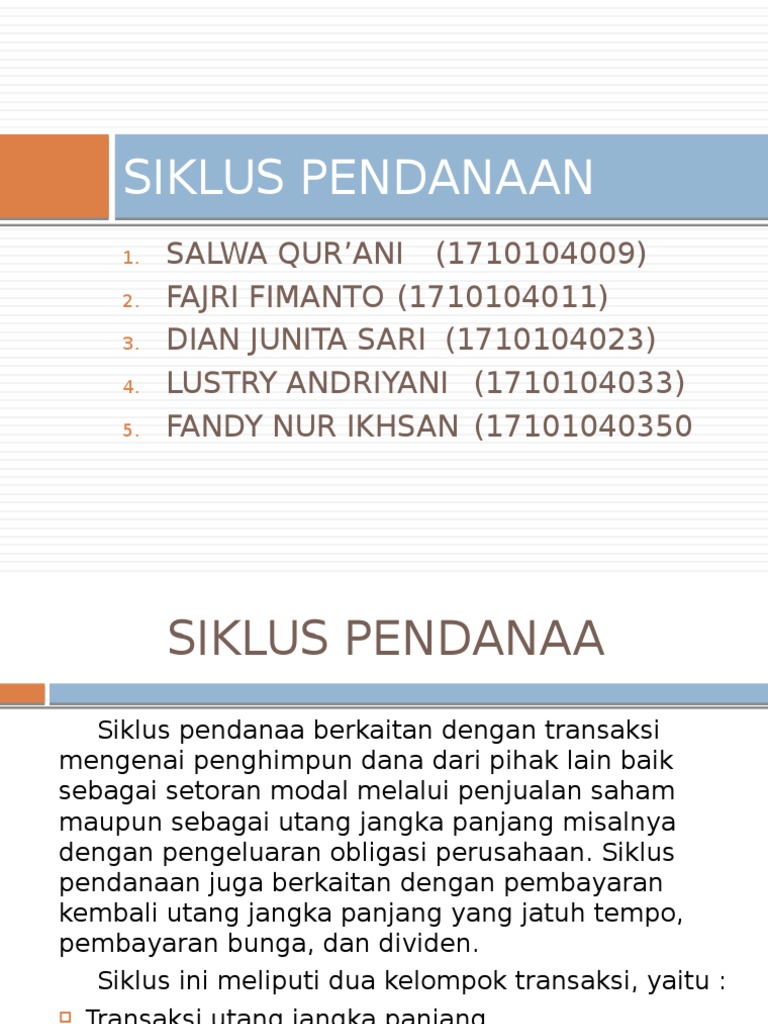 Siklus Pendanaan | PDF