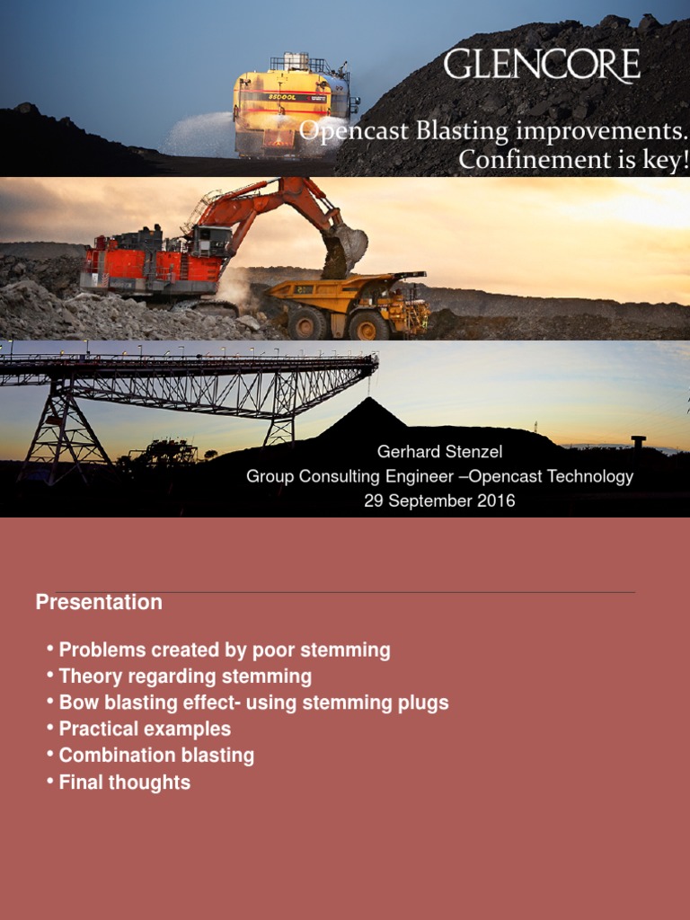 Open Cast Blasting Improvements - Gerhard Stenzell | PDF