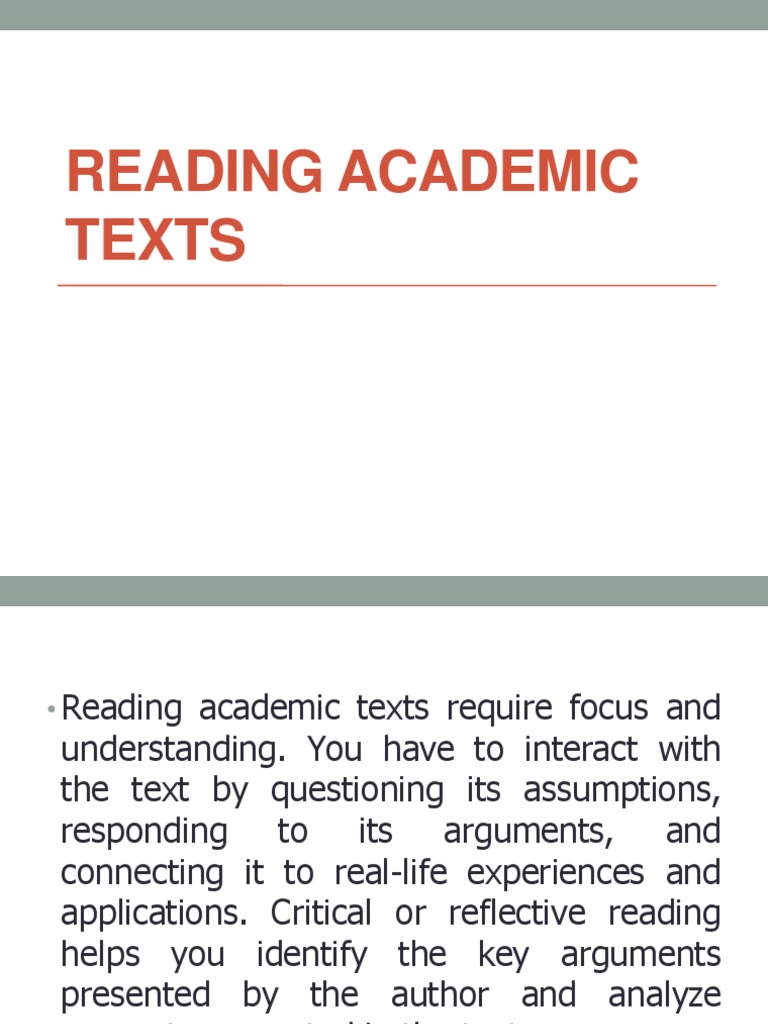 Reading Academic Texts | PDF