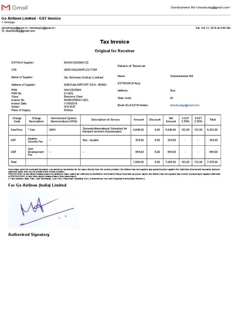 Gmail - Go Airlines Limited - GST Invoice | PDF