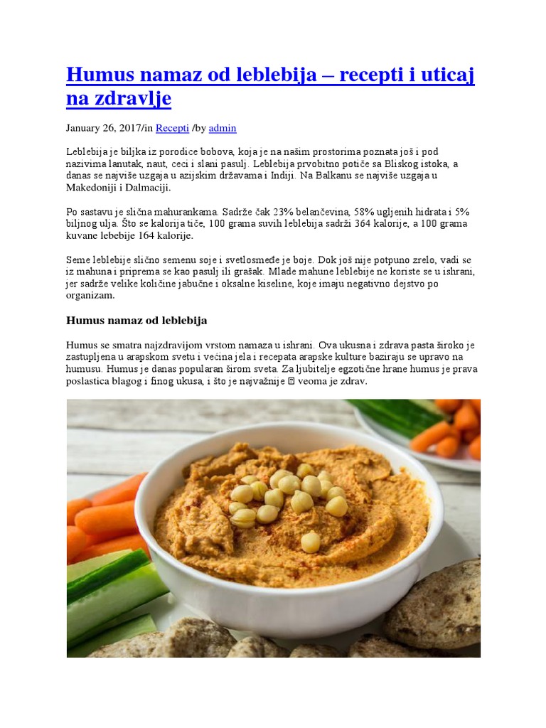 Humus Namaz Od Leblebija | PDF