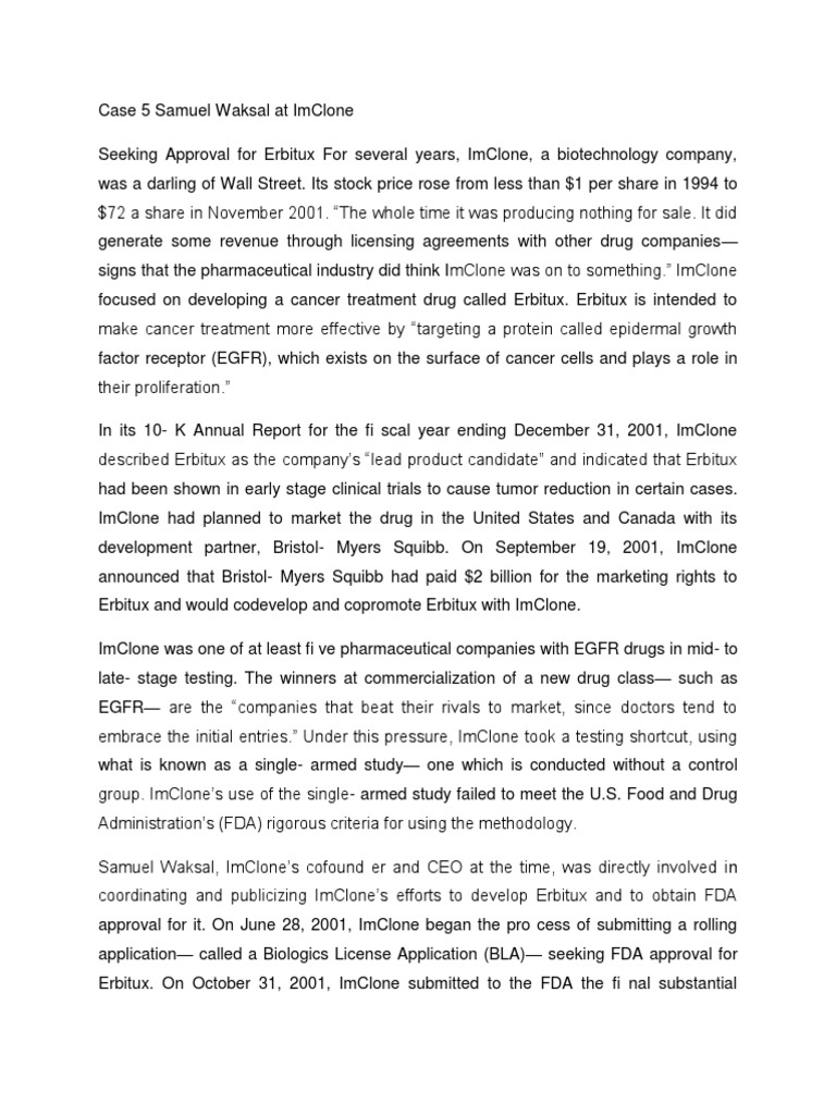 Case 5 Samuel Waksal at ImClone | PDF