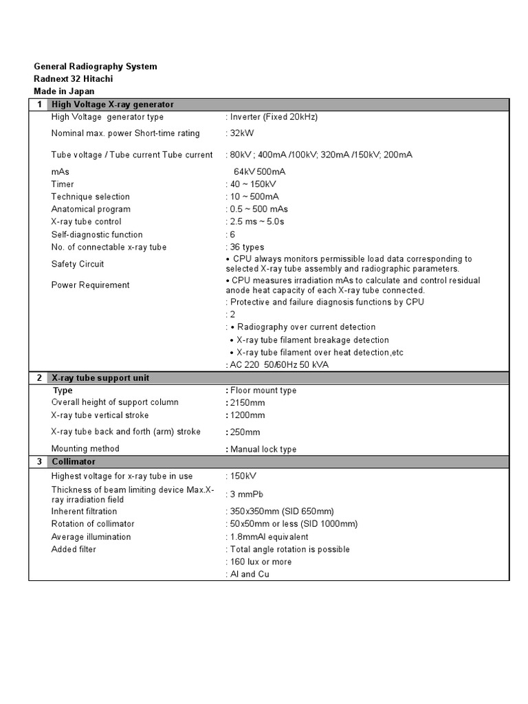 General Radiography System | PDF