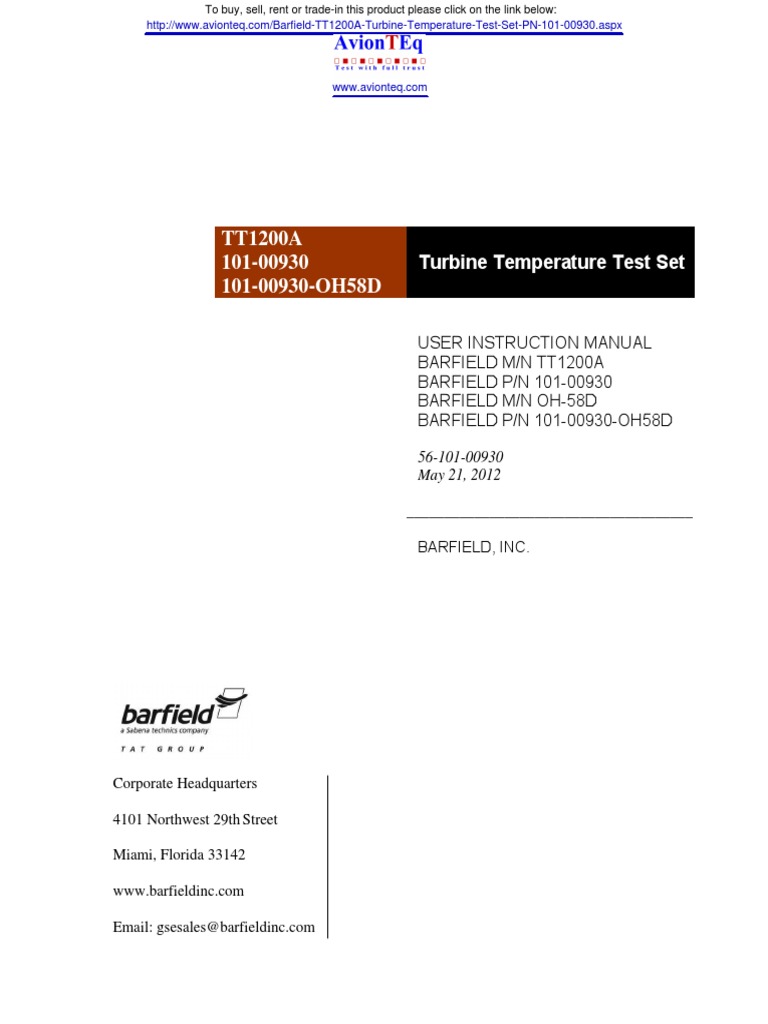 TT1200A Instruction Manual | PDF