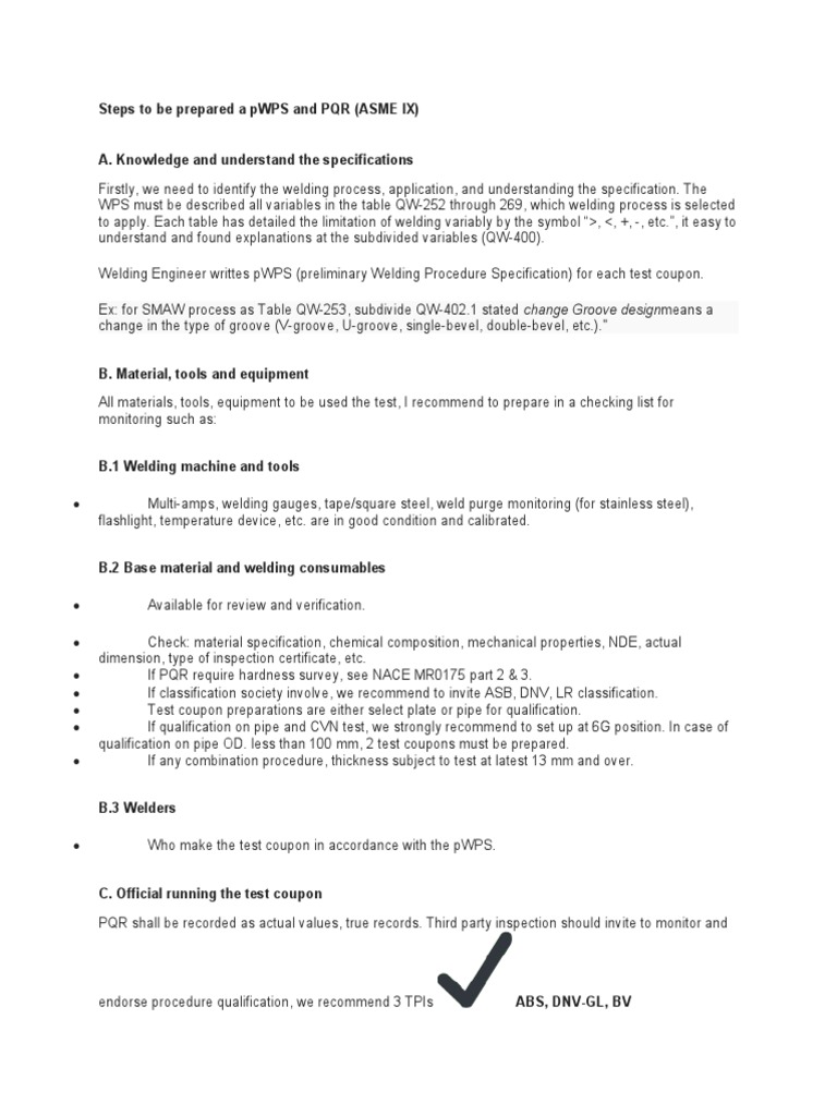 Steps To Be Prepared A PWPS and PQR | PDF | Science & Mathematics ...