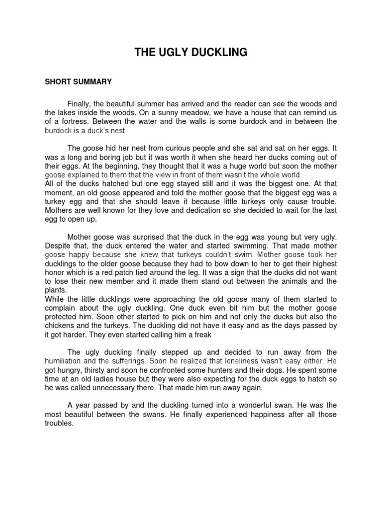 Summary of The Ugly Duckling Story | PDF | Home & Garden | Poetry