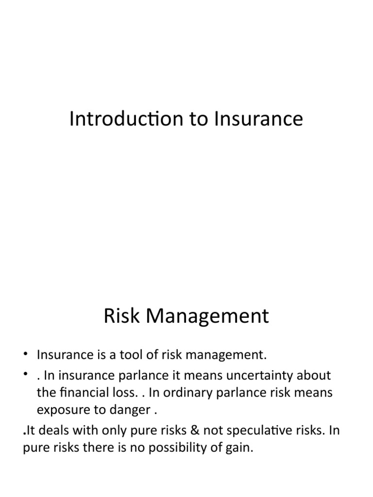 Introduction To Insurance | PDF