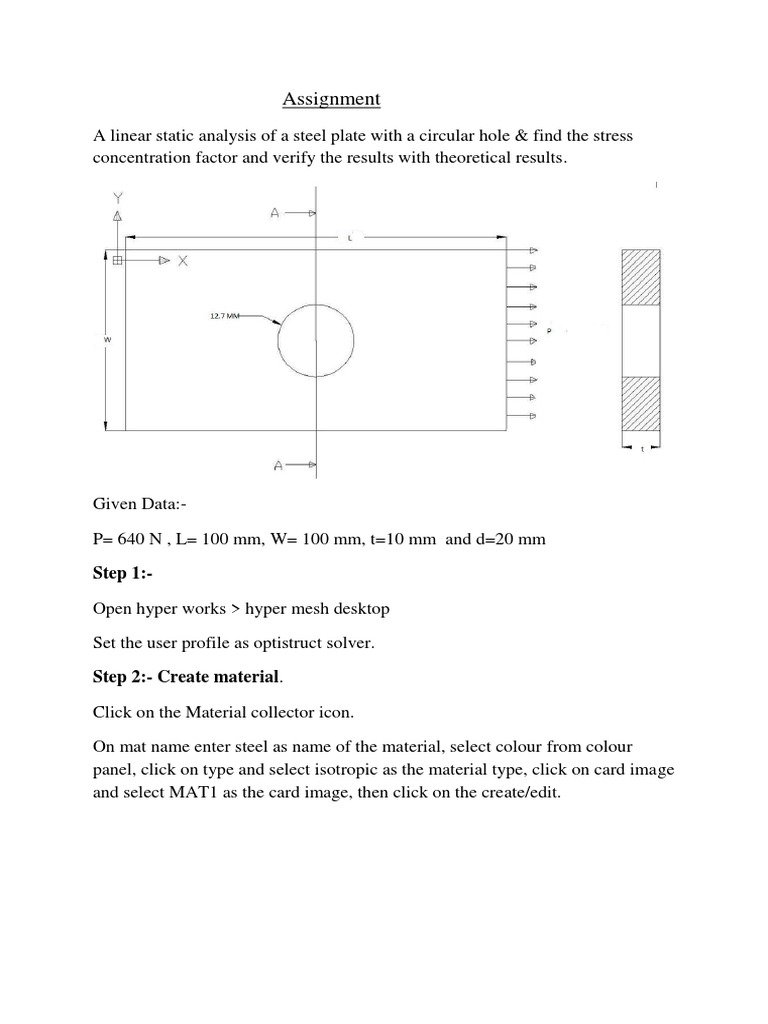A Linear Static Analysis of A Steel Plate With A Circular Hole - 2 | PDF