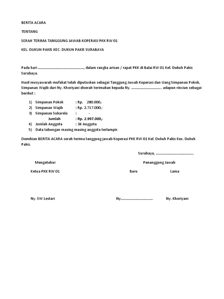 Berita Acara Simpan Pinjam | PDF