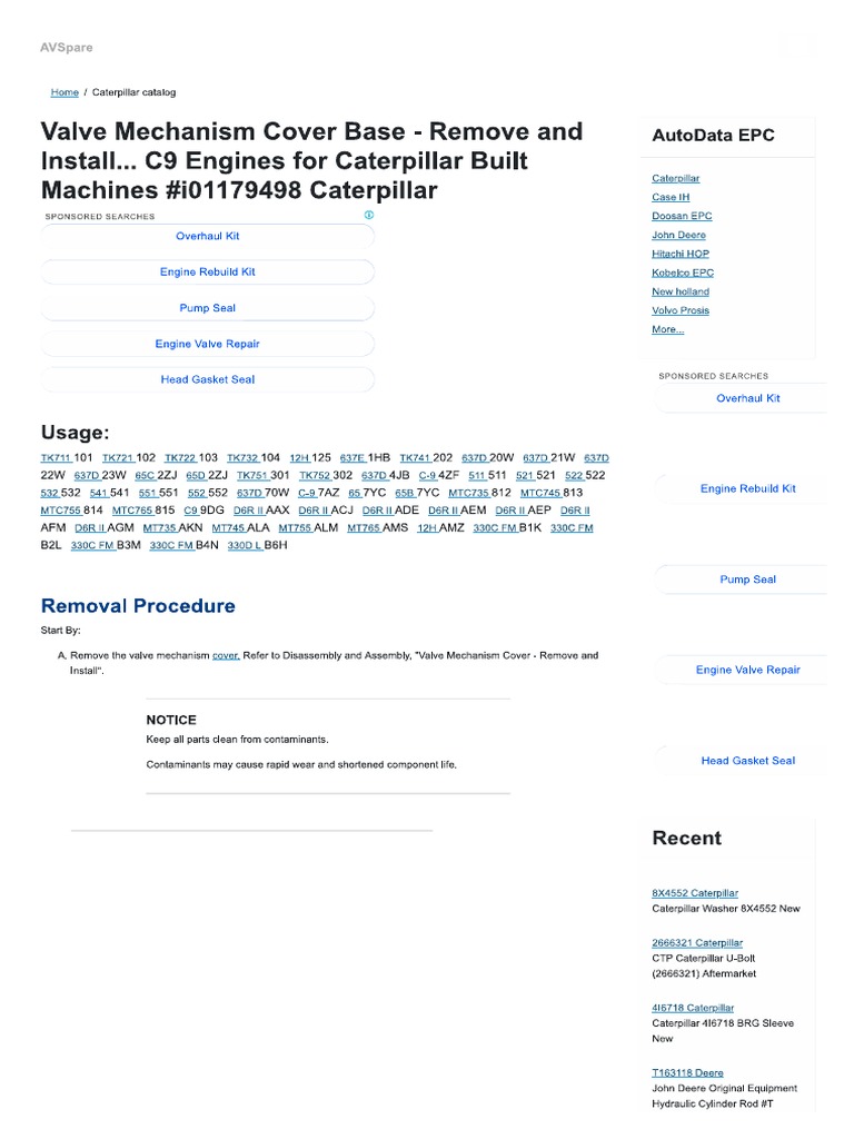 Valve Mechanism Cover Base - Remove and Install | PDF