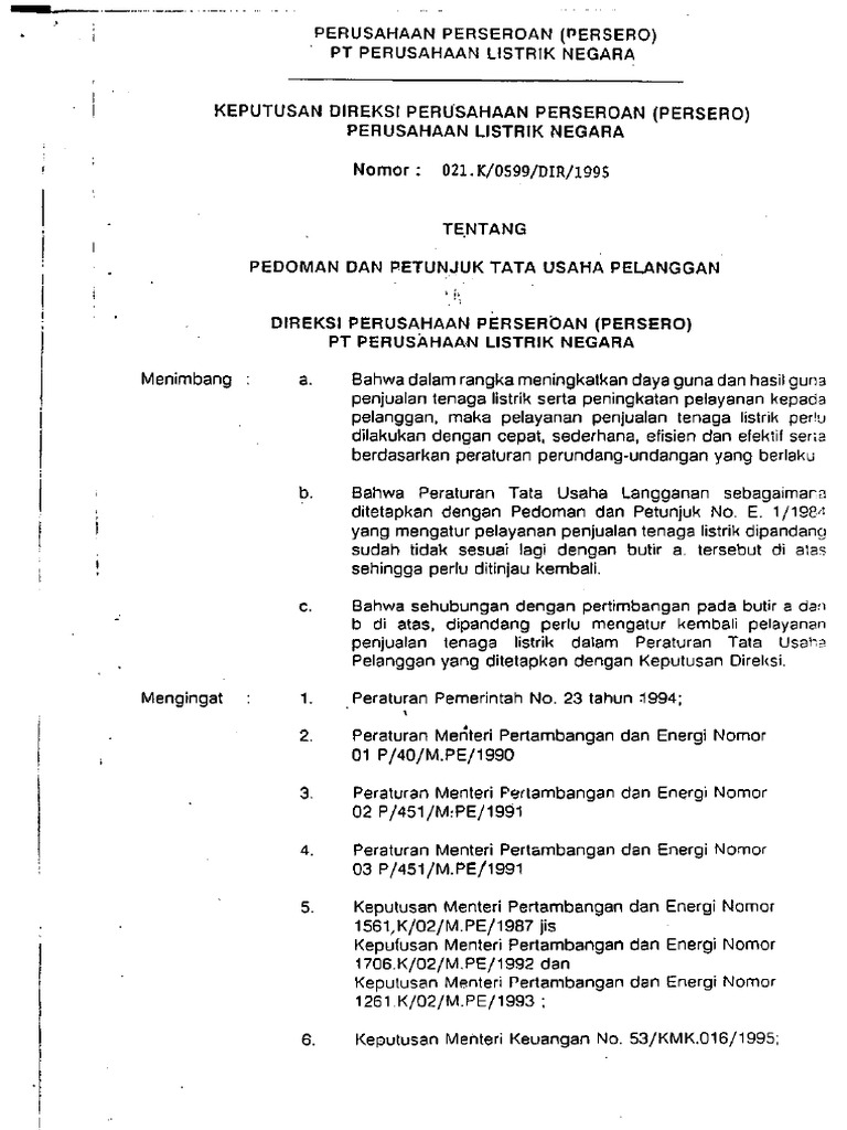 Aturan PFK TUL MAN 021K.0599.DIR.1995 PDF | PDF | Teknologi & Rekayasa