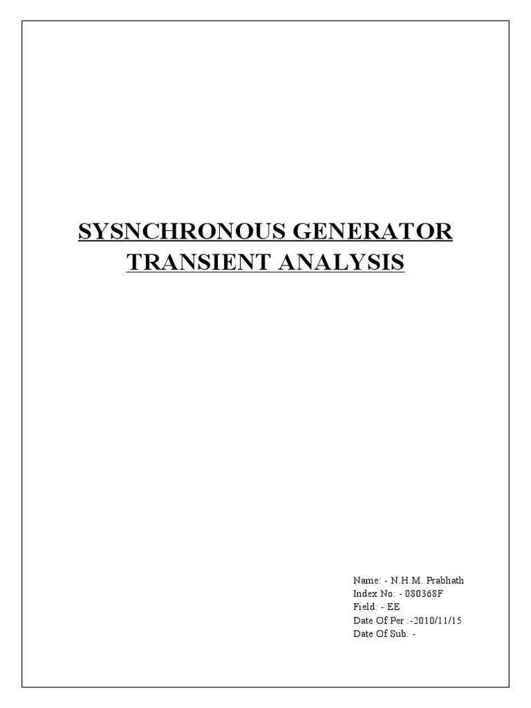 Sysnchronous Generator Transient Analysis | PDF | Electric Power ...