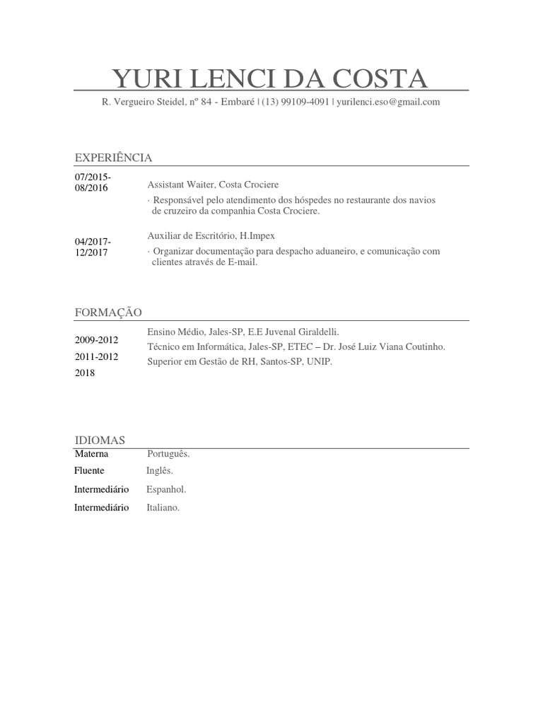 CV - Yuri Lenci | PDF