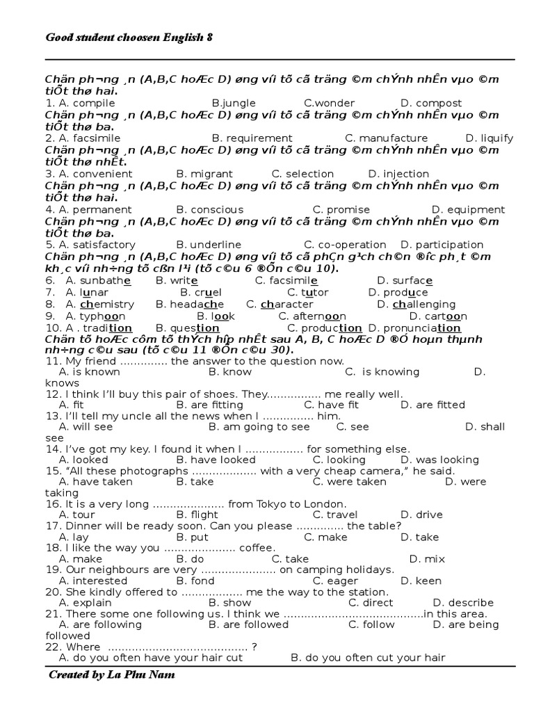 Bo de HSG Anh 8 | PDF