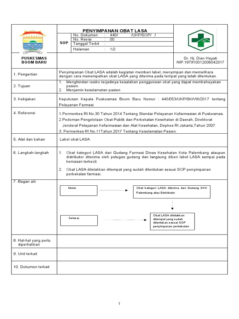 SOP Penyimpanan Obat LASA | PDF