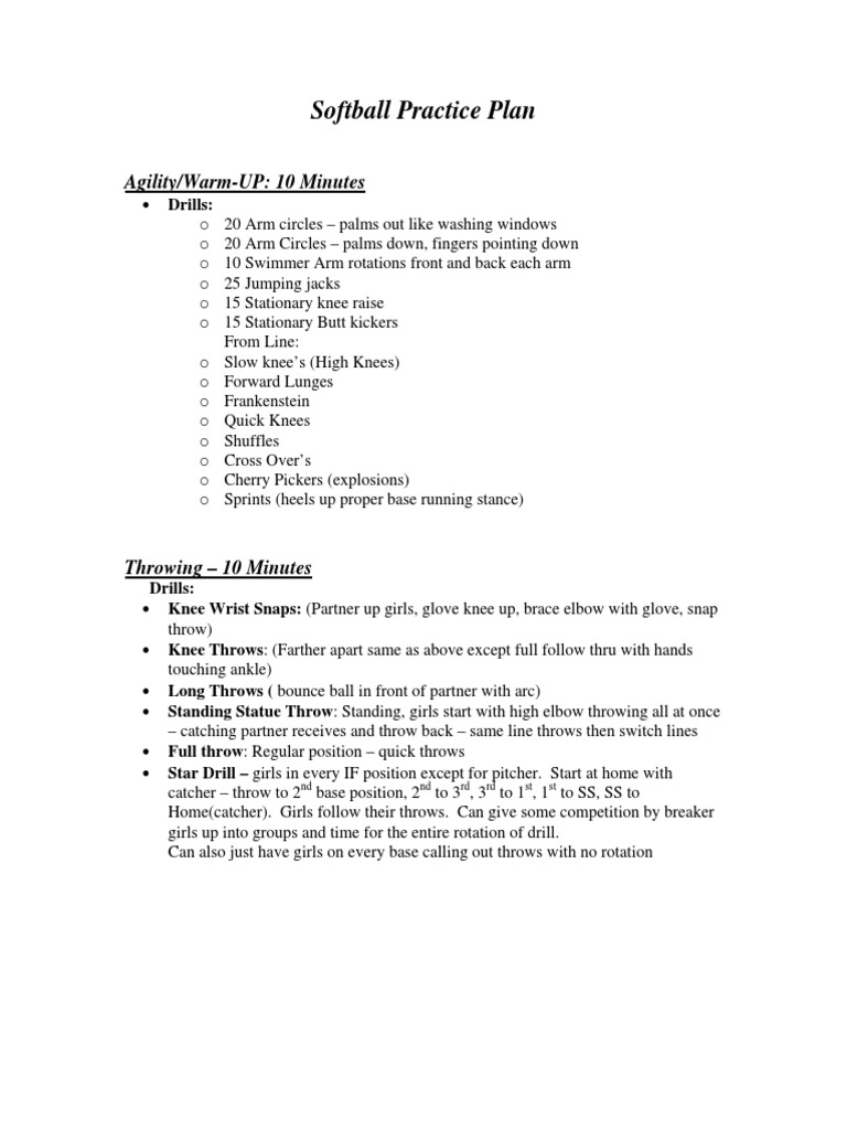 Softball Practice Plan | PDF