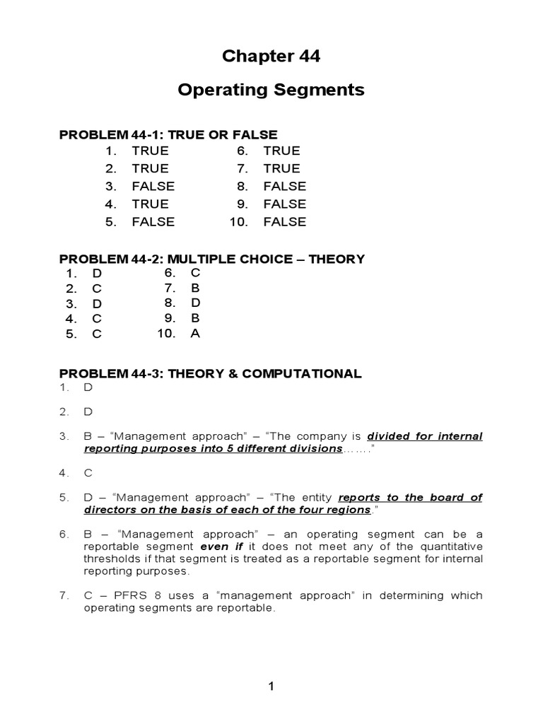 Notes Part 2 Operating Segments | PDF