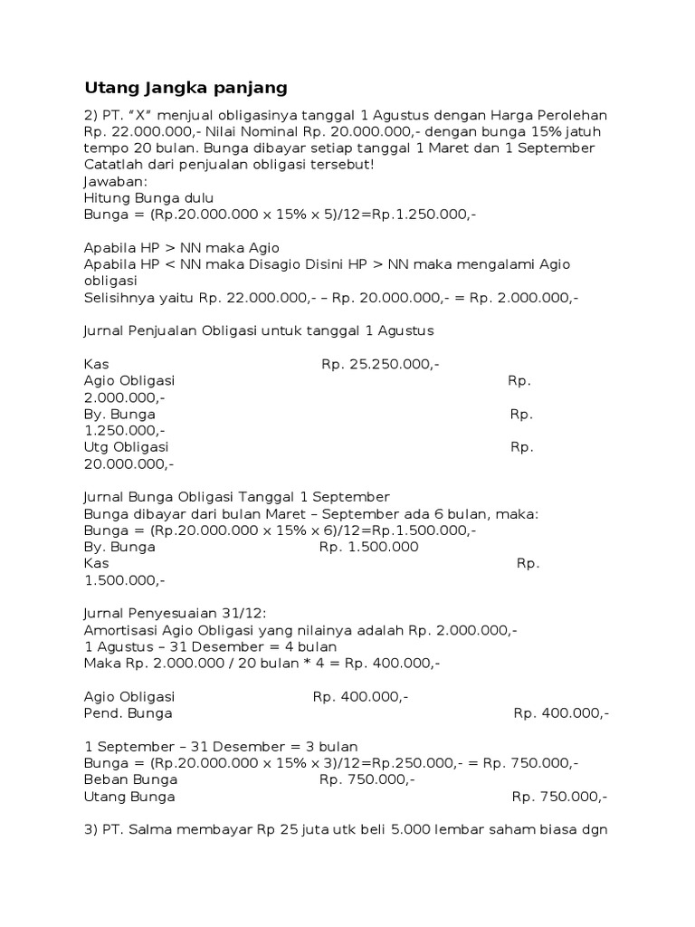 Contoh Soal Utang Jangka Panjang | PDF