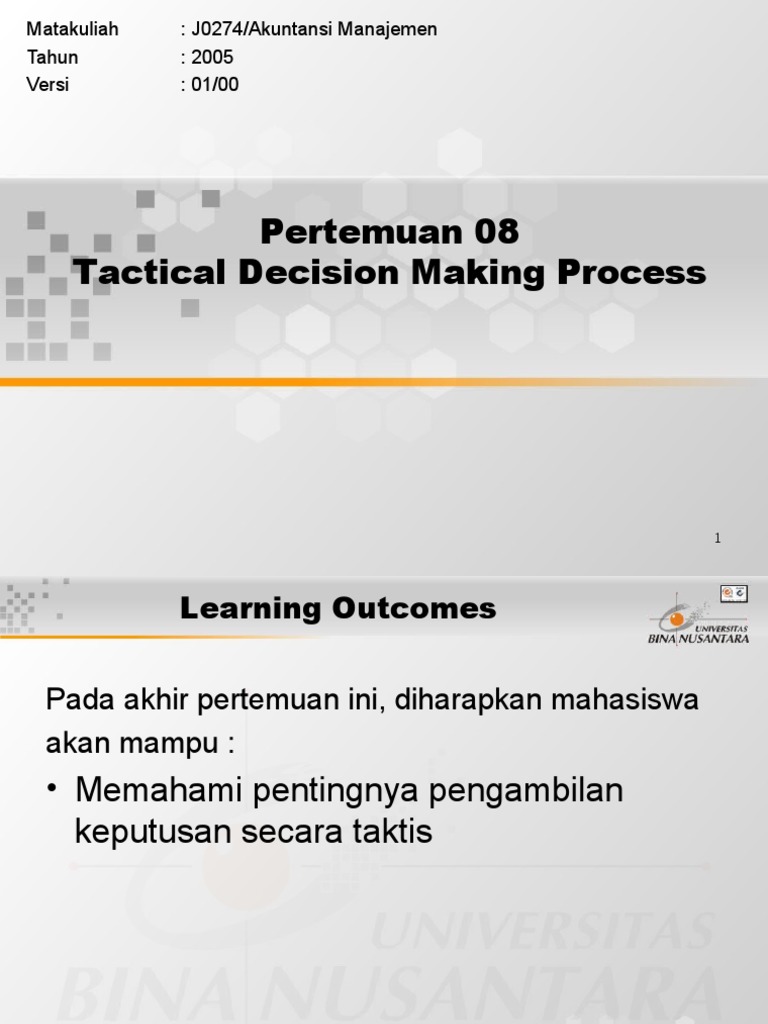 Tactical Decision Making Binus | PDF