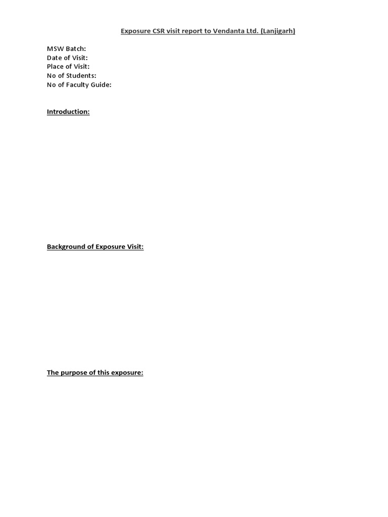 Exposure Visit Format. | PDF