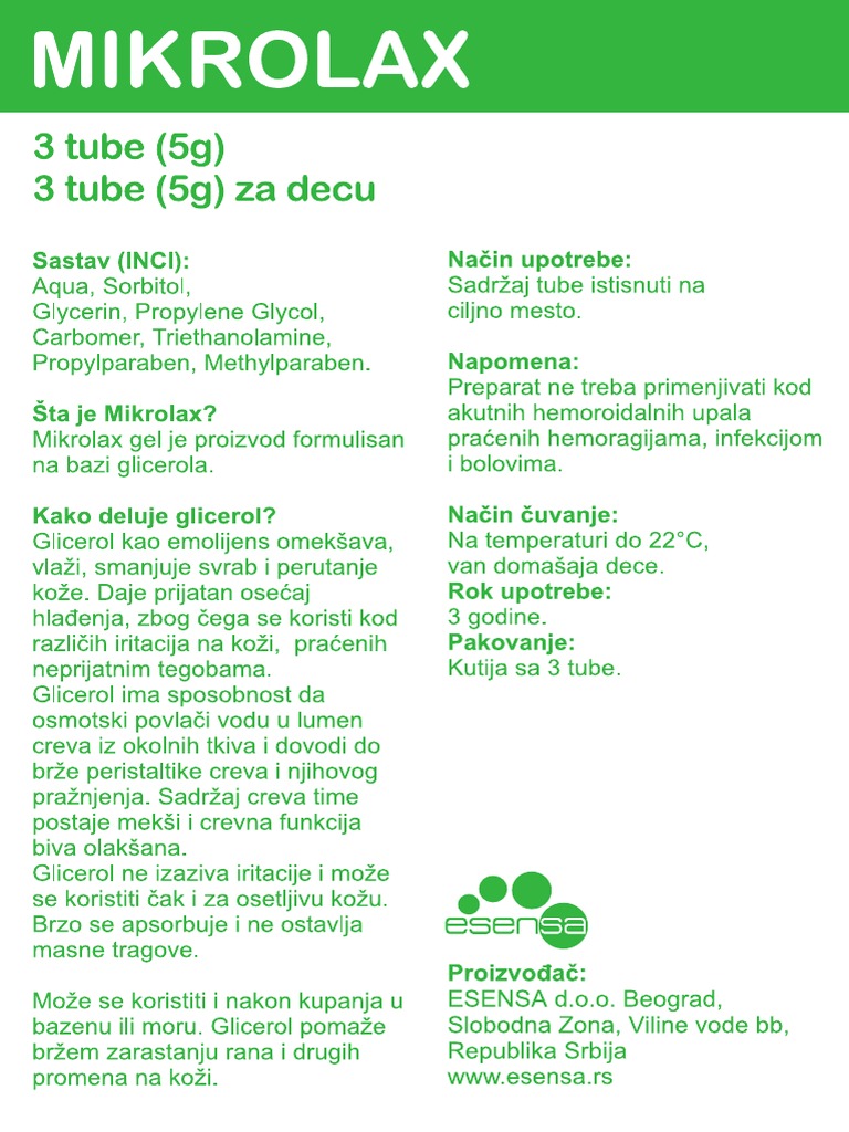 Uputstvo Mikrolax-5g PDF | PDF