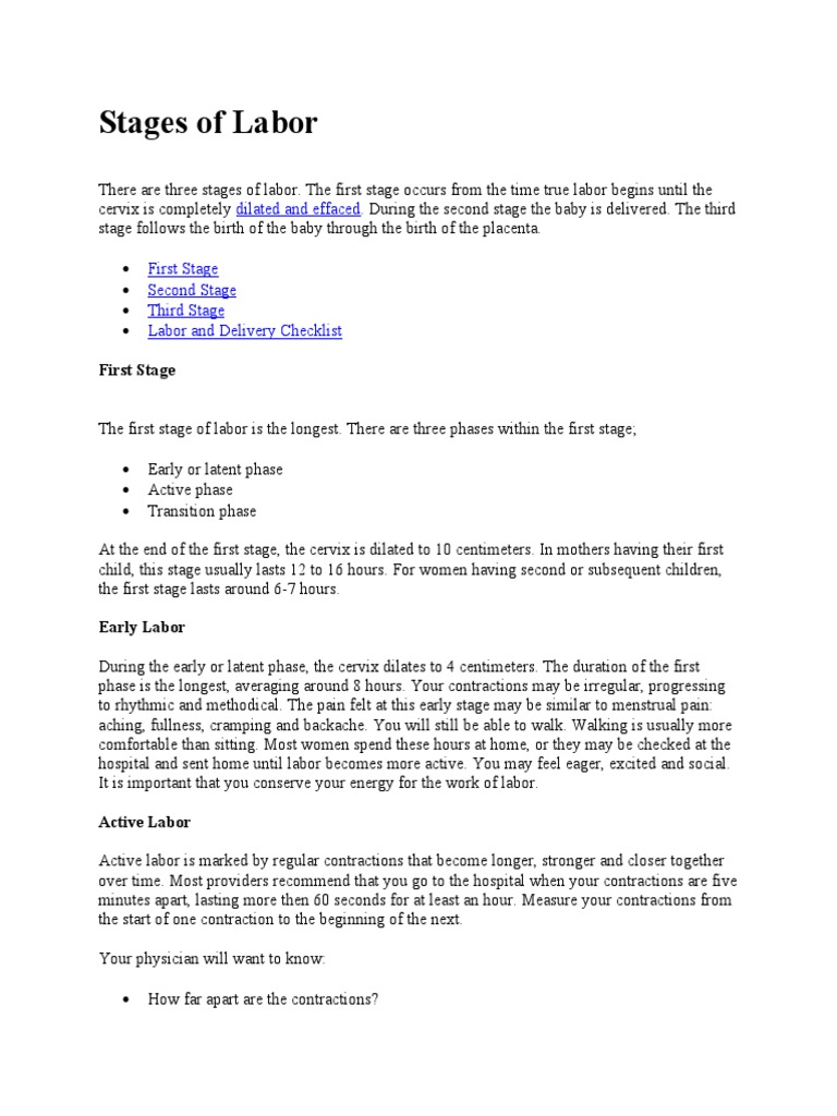 Stages of Labor....... | PDF | Childbirth | Medical Specialties