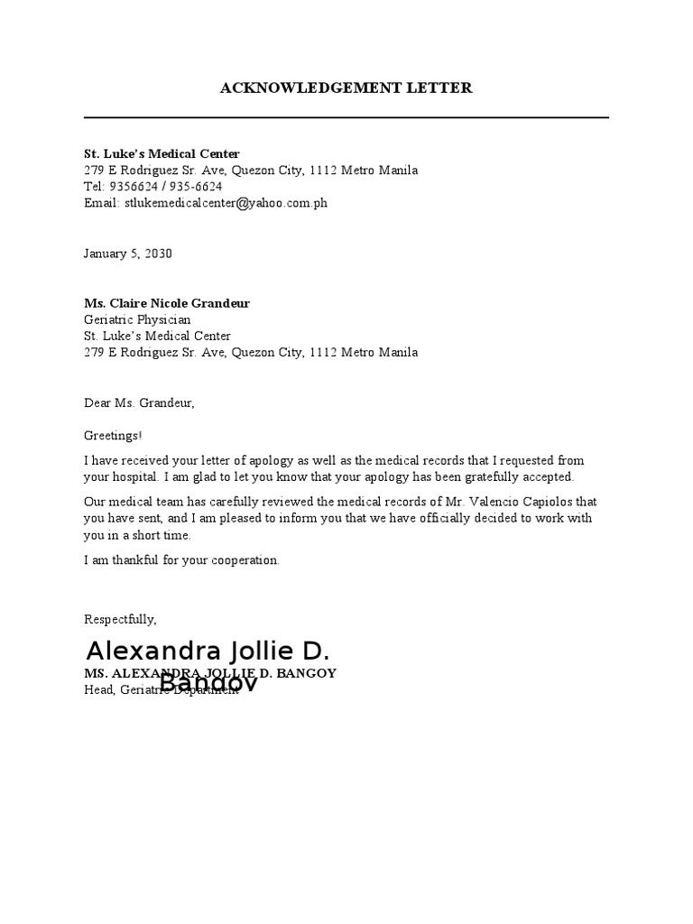 A Letter of Acknowledgement | PDF | Lifestyle