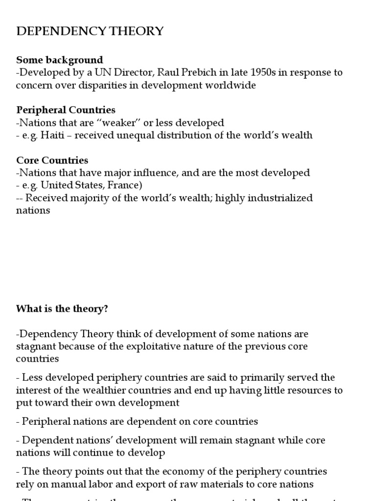 Dependency Theory of Economic Growth and Development | PDF | Finance ...