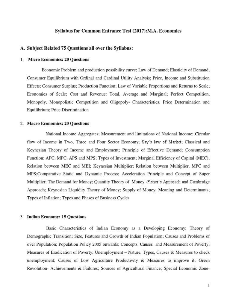 MA Economics | PDF