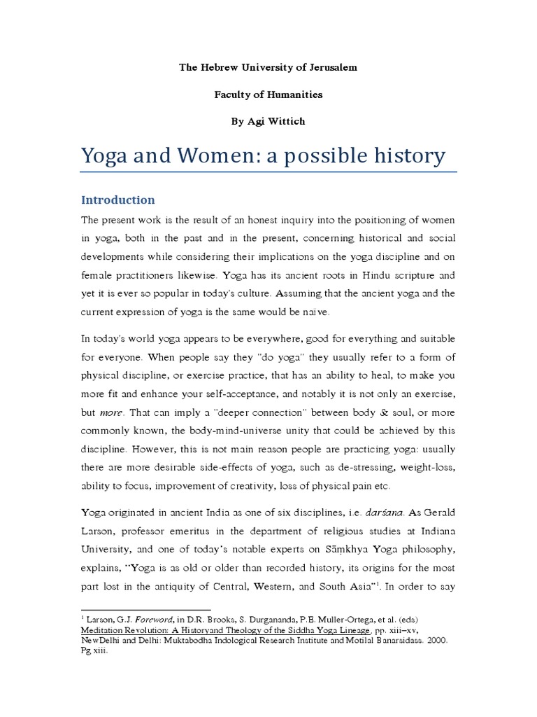 Women in Yoga: A Historical Perspective | PDF