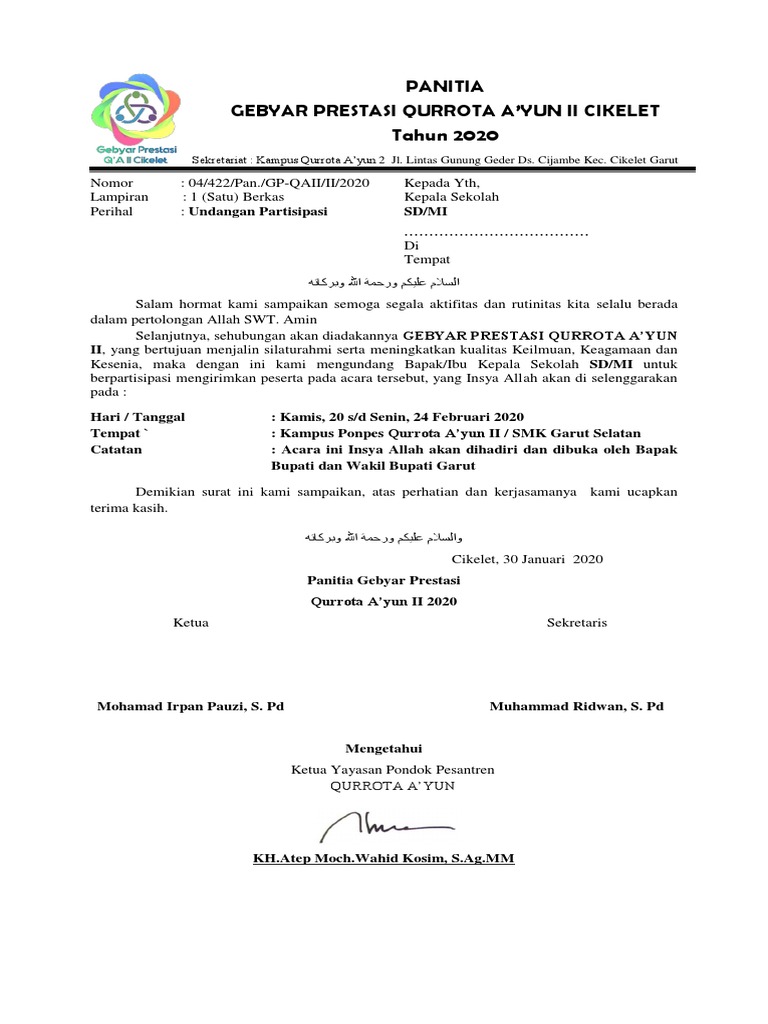 Surat Undangan Futsal & Tahfidz SD, Mi PDF | PDF