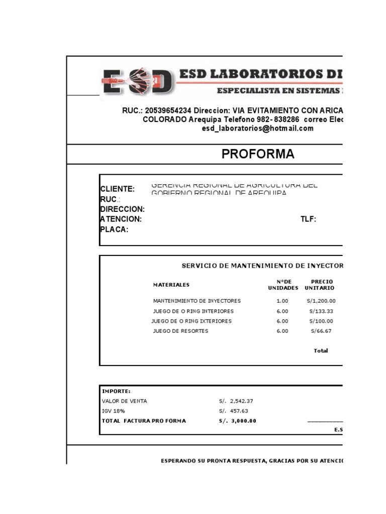 Proforma de Inyectores 001 | PDF