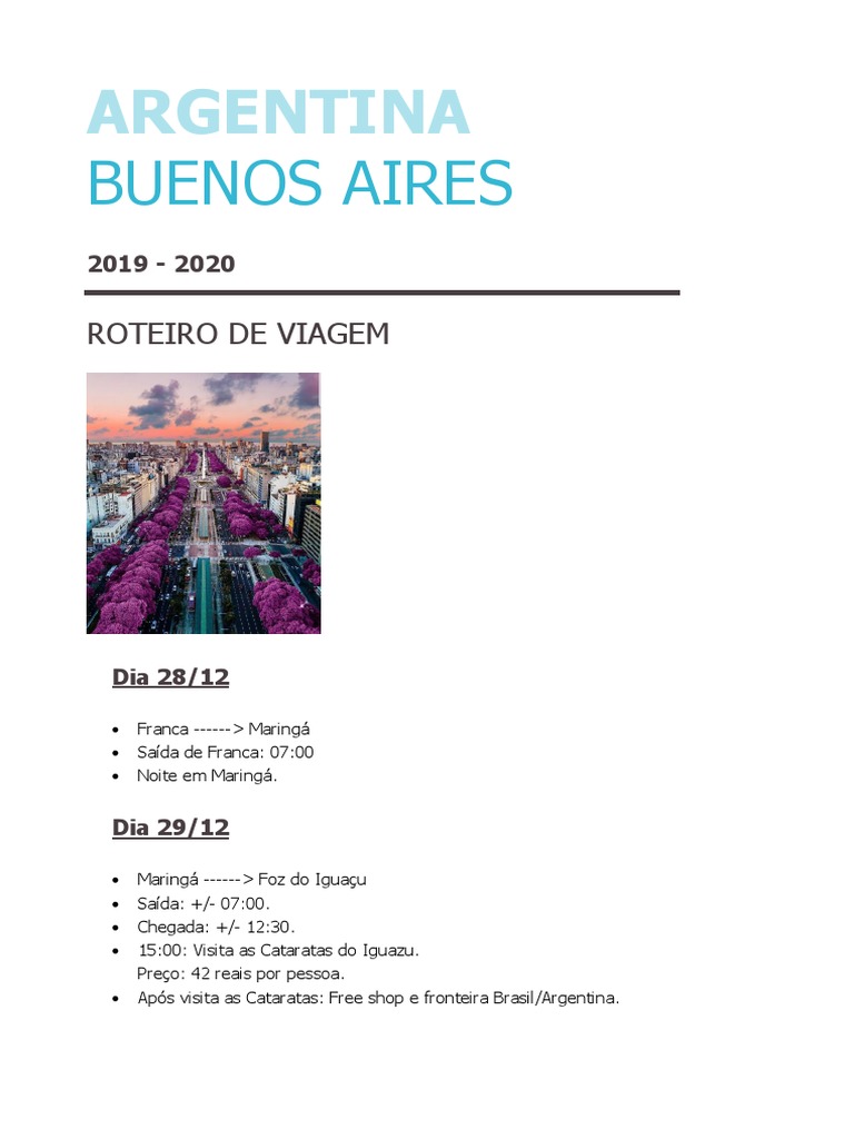Argentina - Roteiro Buenos Aires | PDF