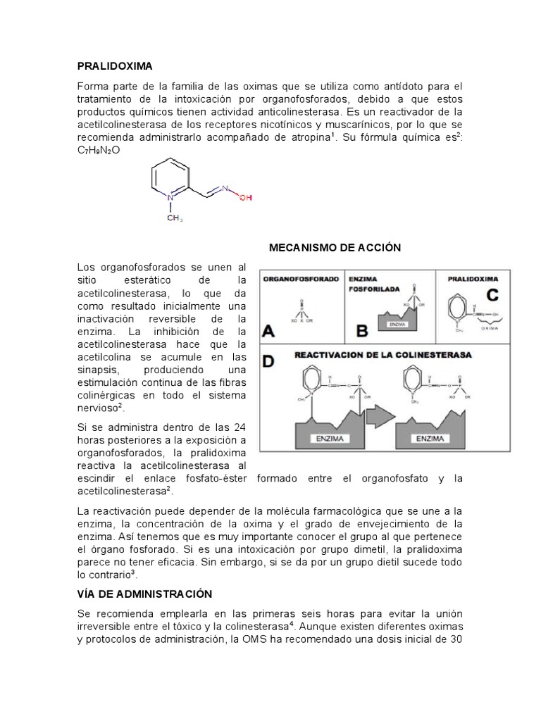 La pralidoxima como antídoto en la intoxicación por organofosforados | PDF