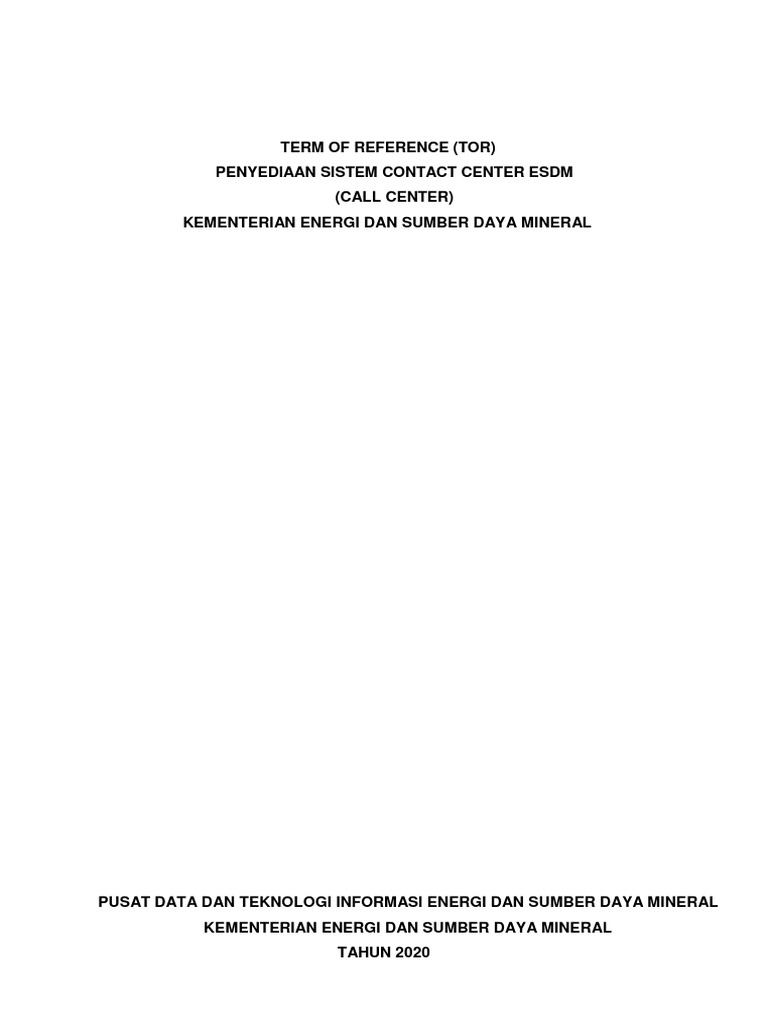 Tor Pengadaan Sistem Contact Center Esdm | PDF
