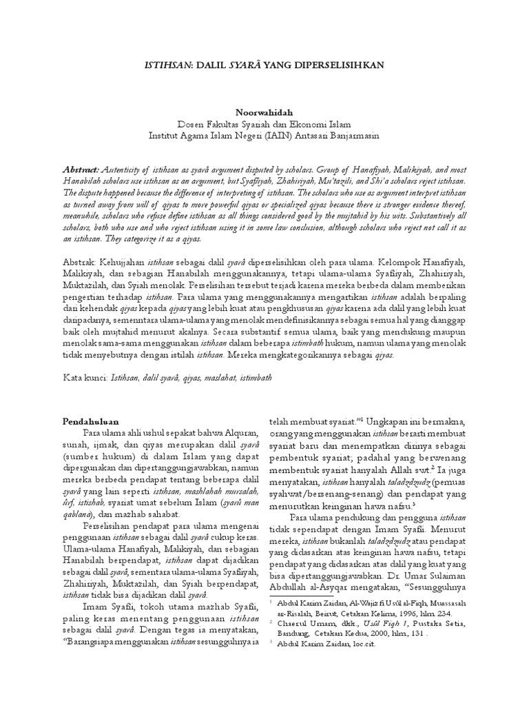 Perselisihan Dalil Istihsan dalam Syariah | PDF | Agama & Spiritualitas